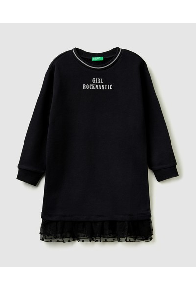 United Colors Of Benetton Eteği Tüllü Sweat Elbise