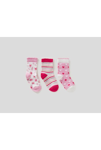 United Colors Of Benetton Desenli 3lü Soket Çorap