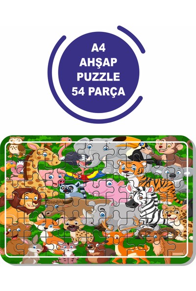 Baskımarketim 54 Parça Ahşap Puzzle