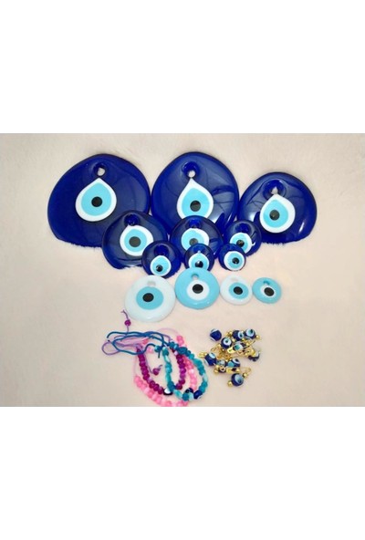 Hd Marketim Nazar Boncuğu Karışık Ebat Ağaç Süsleme Nazarlık Delikli Nazar Cam