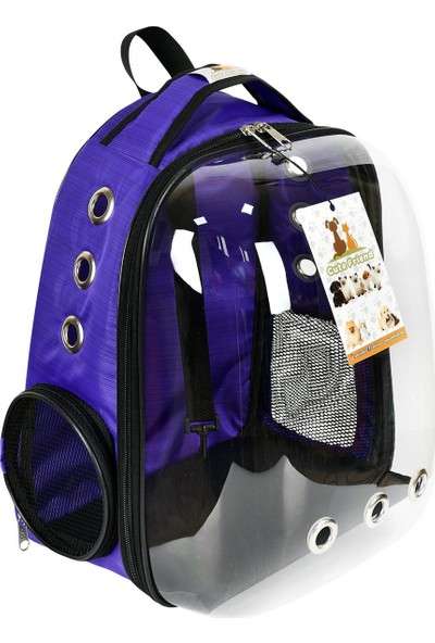 Cute Friends Astronot Kedi Köpek Taşıma Çantası - Çok Renkli Hayvan Taşıma Çantası- Mor