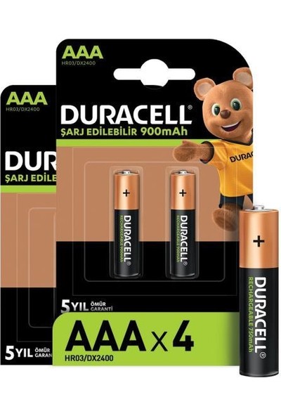 Duracell Şarj Edilebilir Aaa 900MAH Piller 4'lü Duracell Şarj Edilebilir Aaa 900MAH Piller 4'lü