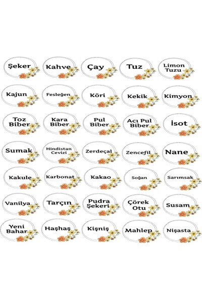 Lalezen 45 Çeşit Mutfak Kavanoz Baharatlık Sticker - Baharat Bakliyat Etiket - Hediyeli Gönderim Lalezen 45 Çeşit Mutfak Kavanoz Baharatlık Sticker - Baharat Bakliyat Etiket - Hediyeli Gönderim