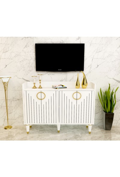 Cantek Rosa Tv Ünitesi Konsol Beyaz Beyaz
