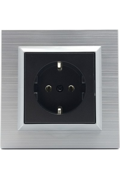Ovivo Quantum Gümüş Topraklı Priz Çerçeveli