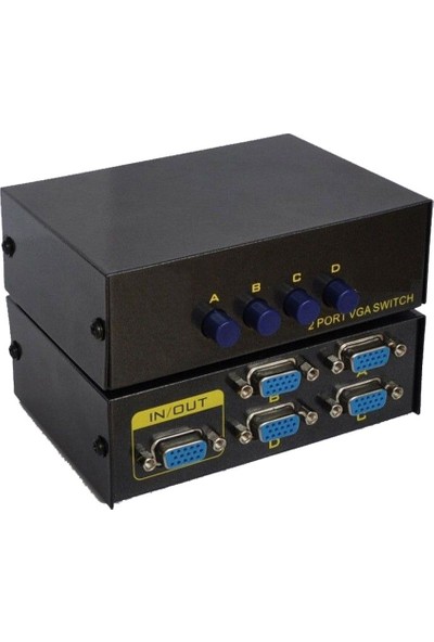 Wozlo 4 Port VGA Switch VGA Çoklayıcı Dvr Uyum - 4 Pc Kasa Tek Kontrol