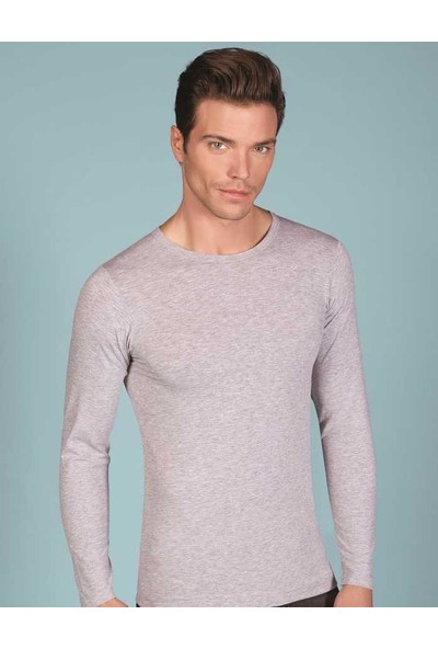 Berrak 1025 Erkek Likralı Uzun Kol Bisiklet Yaka T-Shirt Elastane