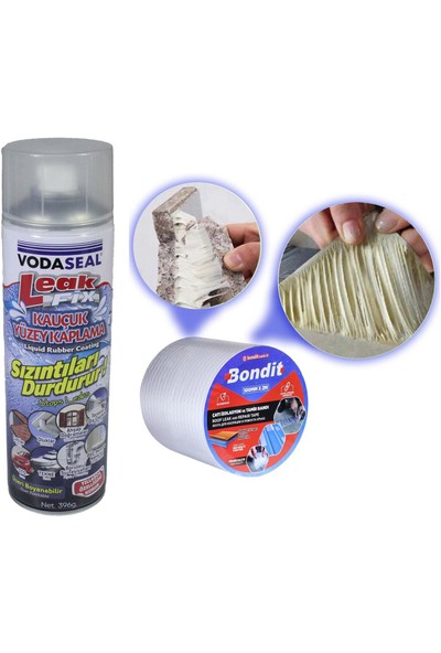 Vodaseal Leak Fix Su Geçirmez Sızdırmaz Sprey Şeffaf 396 gr + Çamur Bant Vodaseal Leak Fix Su Geçirmez Sızdırmaz Sprey Şeffaf 396 gr + Çamur Bant