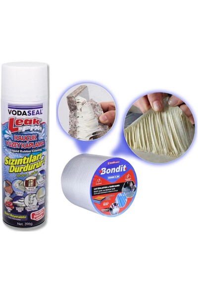 Vodaseal Leak Fix Su Geçirmez Sızdırmaz Sprey Beyaz 396 gr + Çamur Bant Vodaseal Leak Fix Su Geçirmez Sızdırmaz Sprey Beyaz 396 gr + Çamur Bant
