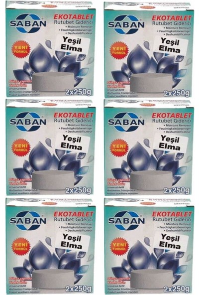 Saban Nem Alıcı Rutubet Giderici Yedek Tablet 6'lı 2 x 250 gr Yeşil Elma Saban Nem Alıcı Rutubet Giderici Yedek Tablet 6'lı 2 x 250 gr Yeşil Elma