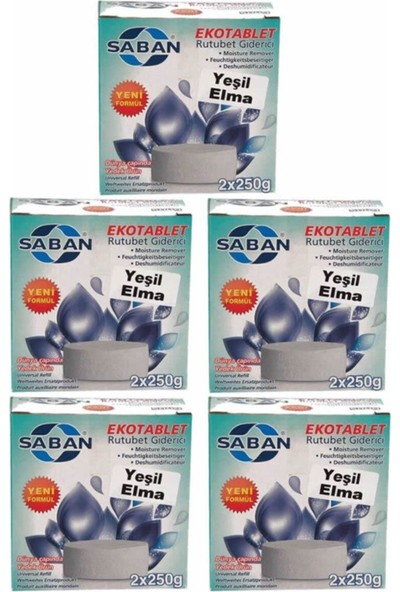 Saban Nem Alıcı Rutubet Giderici Yedek Tablet 5'li 2 x 250 gr Yeşil Elma Saban Nem Alıcı Rutubet Giderici Yedek Tablet 5'li 2 x 250 gr Yeşil Elma