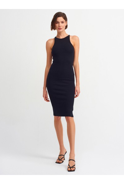 Dilvin 9095 Halter Yaka Elbise-Siyah