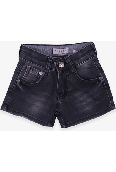 Breeze Kız Çocuk Kot Şort Eskitmeli Antrasit (2-14 Yaş)