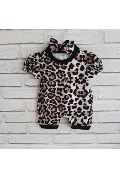 Adabebek Kız Bebek Mevsimlik Bandanalı Leopar Desenli Tulum Adabebek Kız Bebek Mevsimlik Bandanalı Leopar Desenli Tulum