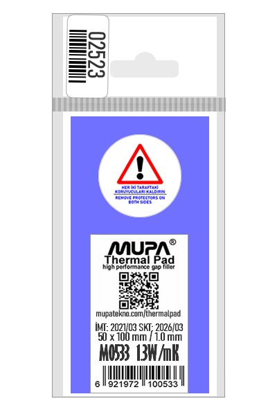 Mupa Termal Ped / Thermal Pad 1.0mm 1.3W/MK 5X10CM M0533 Mupa Termal Ped / Thermal Pad 1.0mm 1.3W/MK 5X10CM M0533