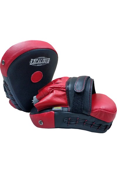 Excalibur Porto Hakiki Deri Boks Lapa Boks Ellik Çift - Siyah Kırmızı