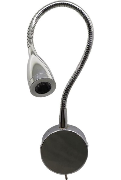 Yigit Led 12V Okuma Lambası Yat,karavan,marine 3W Günışığı Anahtarlı 25CM Sıpıral Krom
