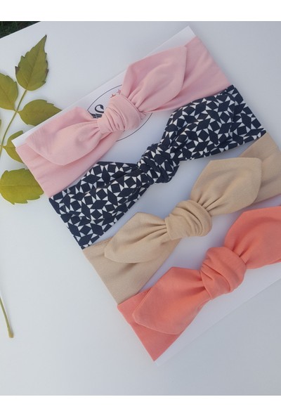 Swan Butik Kız Çocuk Bebek Bandana Toka Seti 4'lü Şeftali, Bej, Pudra Pembe, Lacivert Desenli Swan Butik Kız Çocuk Bebek Bandana Toka Seti 4'lü Şeftali, Bej, Pudra Pembe, Lacivert Desenli