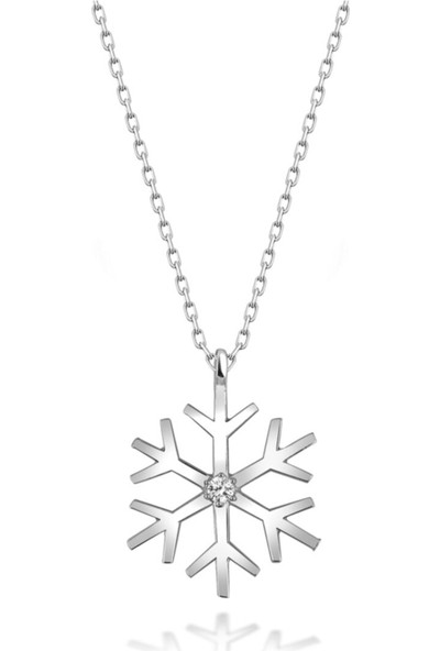 Diamine Pırlanta Kar Tanesi Gümüş Kolye