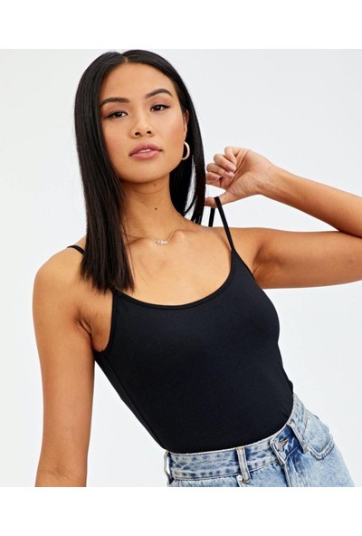 Kolcu Bayan Siyah Atlet Ip Askılı 3 Lü Paket S Beden %100 Pamuk WR1298