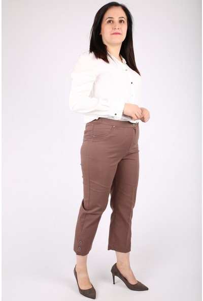 Rmg Büyük Beden Kapri Pantolon Vizon Rmg Büyük Beden Kapri Pantolon Vizon