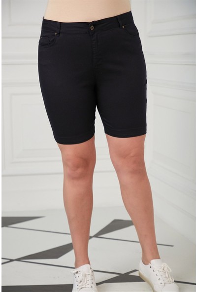 Rmg Büyük Beden Pamuk Şort Lacivert