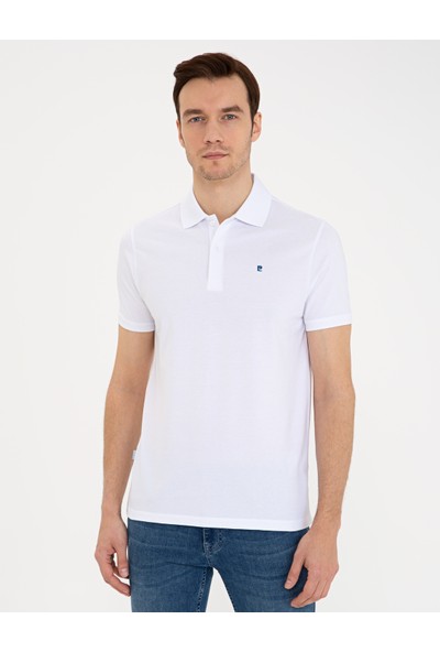 Pierre Cardin Beyaz Slim Fit Basic Polo Yaka T-Shirt 50239843-VR013 Pierre Cardin Beyaz Slim Fit Basic Polo Yaka T-Shirt 50239843-VR013