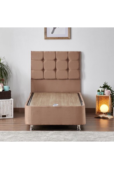 Niron Rama Baza ve Başlık Seti 90X190 cm Tek Kişilik Sütlü Kahve Metal Profil Baza ve Başlığı Soho Kumaş Niron Rama Baza ve Başlık Seti 90X190 cm Tek Kişilik Sütlü Kahve Metal Profil Baza ve Başlığı Soho Kumaş