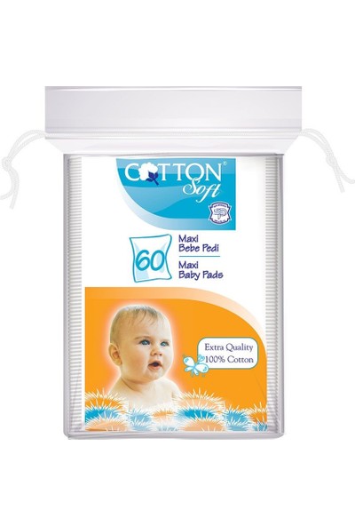Cotton Soft 60'lı Bebek Temizleme Pamuğu Maxi Boy Cotton Soft 60'lı Bebek Temizleme Pamuğu Maxi Boy