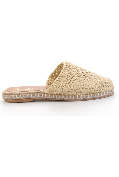 Bambi Bej Örgü Kadın Terlik