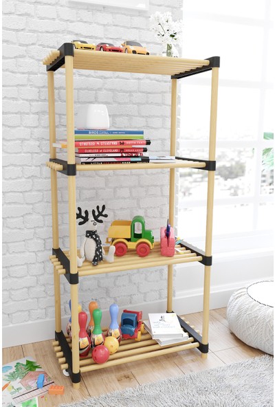 Noah Wood Ahşap Modüler Çok Amaçlı 4 Kat Raf Noah Wood Ahşap Modüler Çok Amaçlı 4 Kat Raf
