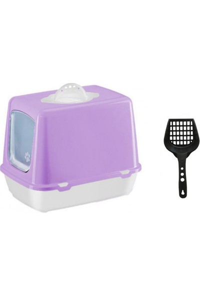 GND Pet Kapalı Filtreli Kedi Tuvaleti 36X40X50 cm ( Lila )+Kürek