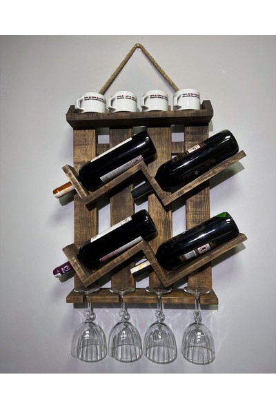Tarfa Dekoratif Ahşap Şarap Ve Içecek Standı 55x40cm