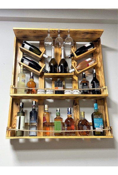 Tarfa Dekoratif Ahşap Şaraplık , Içki Ve Içecek Standı 105 X 90 Cm (Çam)