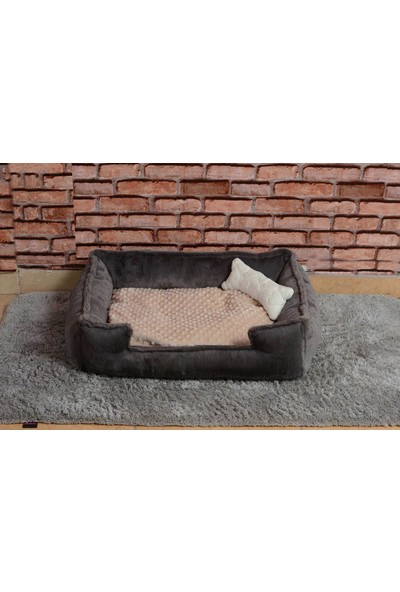 Cookie Pet Dolgulu Kedi Köpek Yuvası 70x50cm Antrasit Bej Cookie Pet Dolgulu Kedi Köpek Yuvası 70x50cm Antrasit Bej