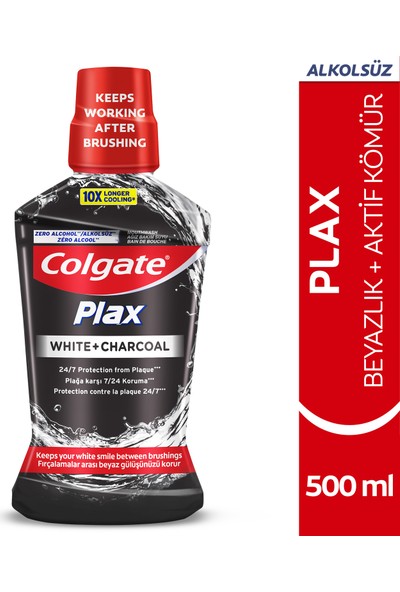Colgate Plax Beyazlık + Aktif Kömür Beyazlatıcı Ağız Bakım Suyu 500 ml