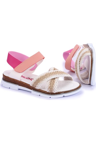 Kiko Kids Şb 2843-47 Orto Pedik Kız Çocuk Sandalet Terlik Beyaz Fuşya