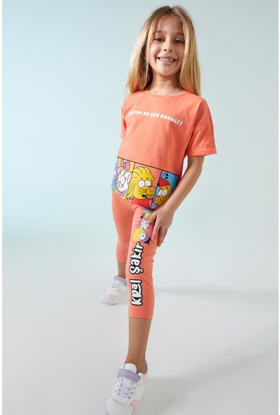 DeFacto Kız Çocuk Kral Şakir Lisanslı Kapri Boy Tayt T9223A621SP