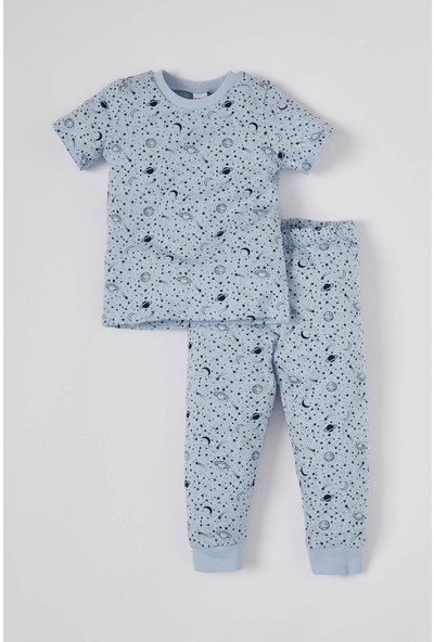 DeFacto Erkek Bebek Gezegen Desenli Kısa Kol Pamuklu Pijama Takımı U6466A221SP