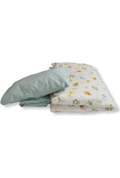 Bebek Özel Pamuk Bebek/Çocuk Yastık Çarşaf Yorgan Seti Safari Desen/ Mint Yeşili Bebek Özel Pamuk Bebek/Çocuk Yastık Çarşaf Yorgan Seti Safari Desen/ Mint Yeşili