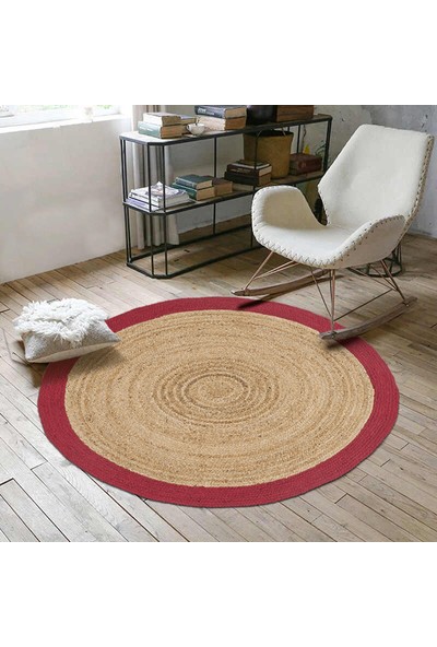 Dolce Vita Halı Agra Jüt Red Daire El Dokuma Halısı Dolce Vita Halı Agra Jüt Red Daire El Dokuma Halısı
