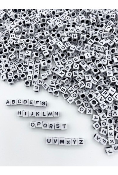 Hedef Bijuteri 6mm Beyaz Üzeri Siyah Küp Harf BONCUK,6X6MM Alfabe Mektup Zar Boncuk (100GR,~800 Adet) Hedef Bijuteri 6mm Beyaz Üzeri Siyah Küp Harf BONCUK,6X6MM Alfabe Mektup Zar Boncuk (100GR,~800 Adet)