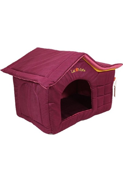 Lavista Çatılı Kedi ve Köpek Evi Mürdüm Kadife Iç Mekan
