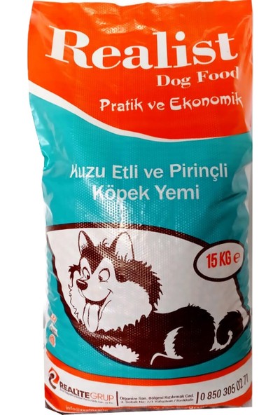 Realist Dog Realist Kuzu Etli ve Pirinçli Köpek Yemi 15 kg