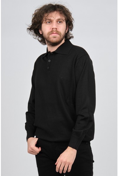 Neyir Erkek Polo Yaka Yün Kazak 1345506 Siyah