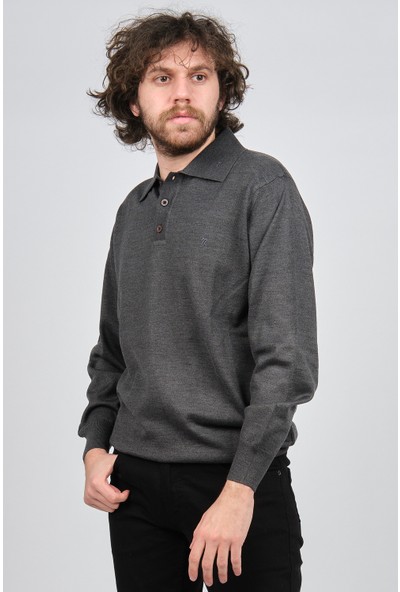 Neyir Erkek Polo Yaka Yün Kazak 1345506 Antrasit
