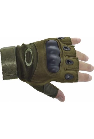 Mude L Beden Yarım Parmak Taktik Eldiven Yeşil