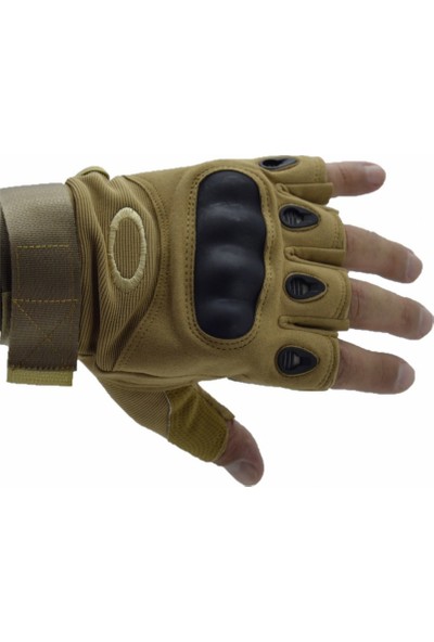 Mude L Beden Yarım Parmak Taktik Eldiven Kahve