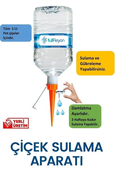 Full Reyon 10 Adet 5 Litrelik Şişeye Uyumlu Çiçek ve Fidan Sulama Aparatı Full Reyon 10 Adet 5 Litrelik Şişeye Uyumlu Çiçek ve Fidan Sulama Aparatı