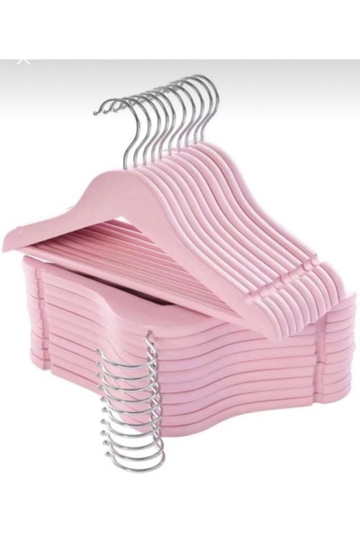 Hepsi 1 Group Pembe Ahşap Çocuk Askısı Bebek Askısı 24 Adet